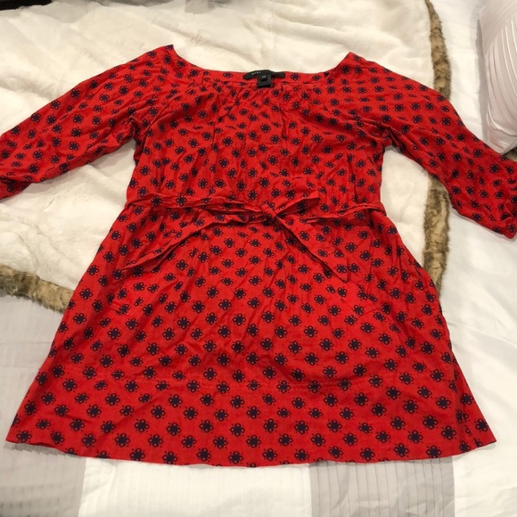 Marc Jacobs | Dresses | Marc Jacobs Red Dress With Navy Flowers | Poshmark